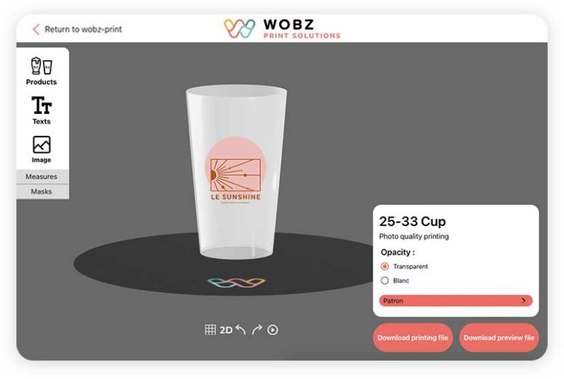 Outils de personnalisation 3D et API | Wobz Print Solutions